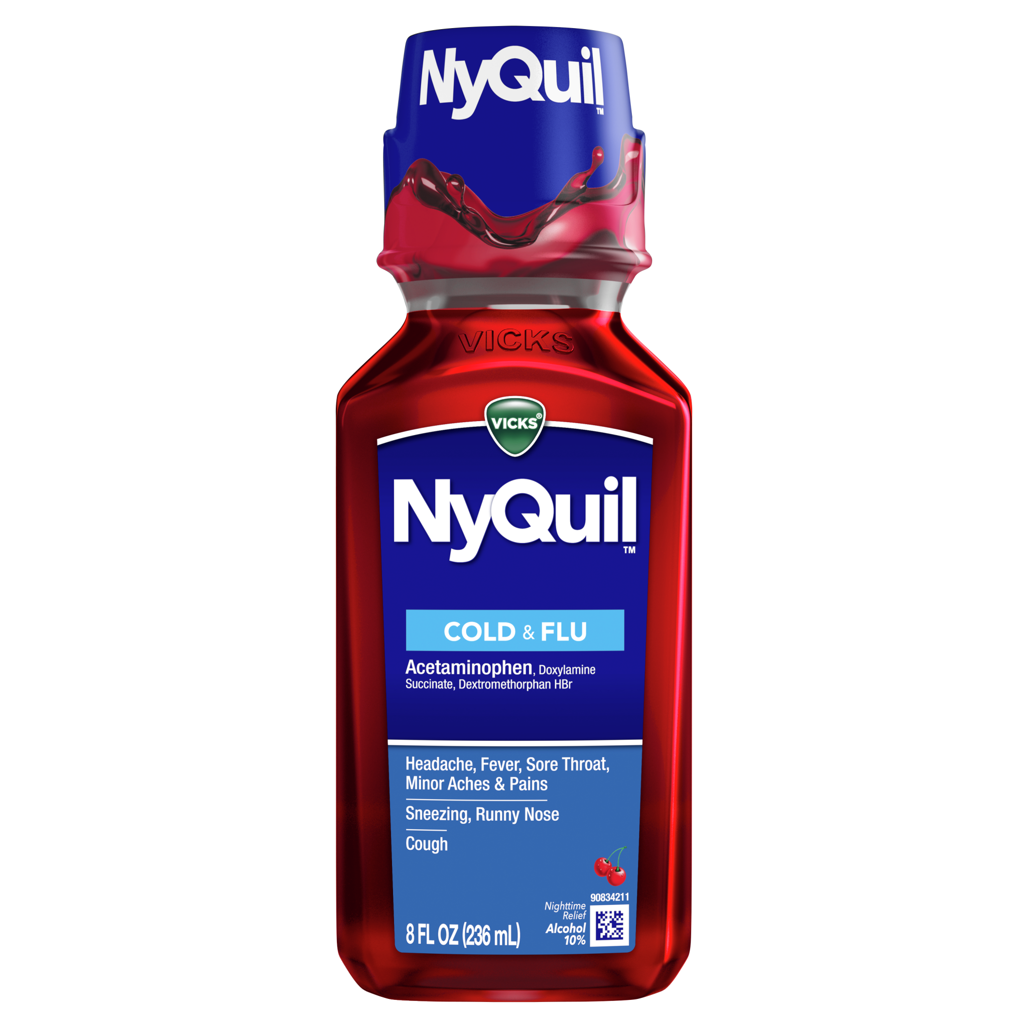 NyQuil™ Cough, Cold & Flu Nighttime Relief Liquid, Cherry Flavor – UK ...