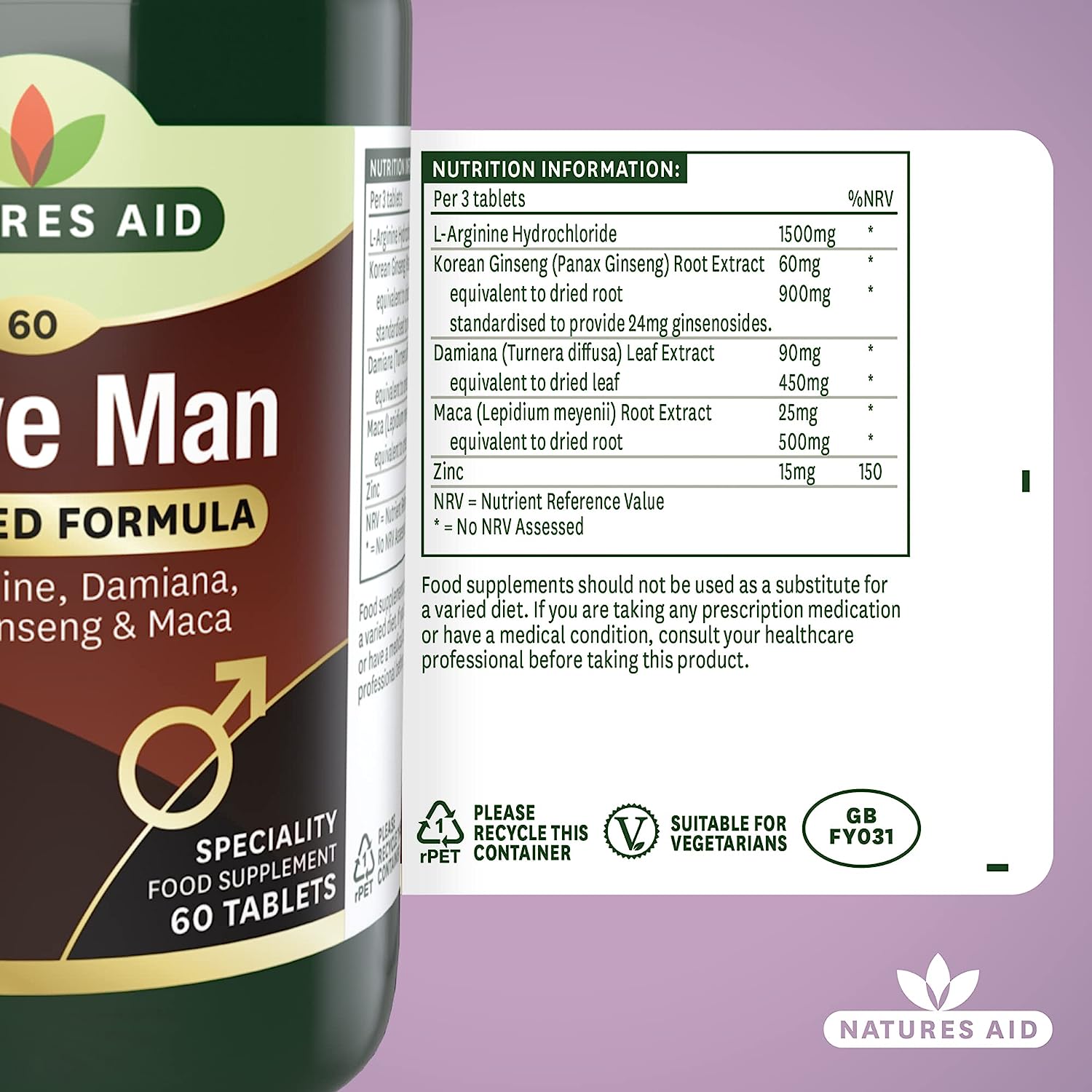 Natures Aid Active Man 60 Tablets – UK DIRECT BD